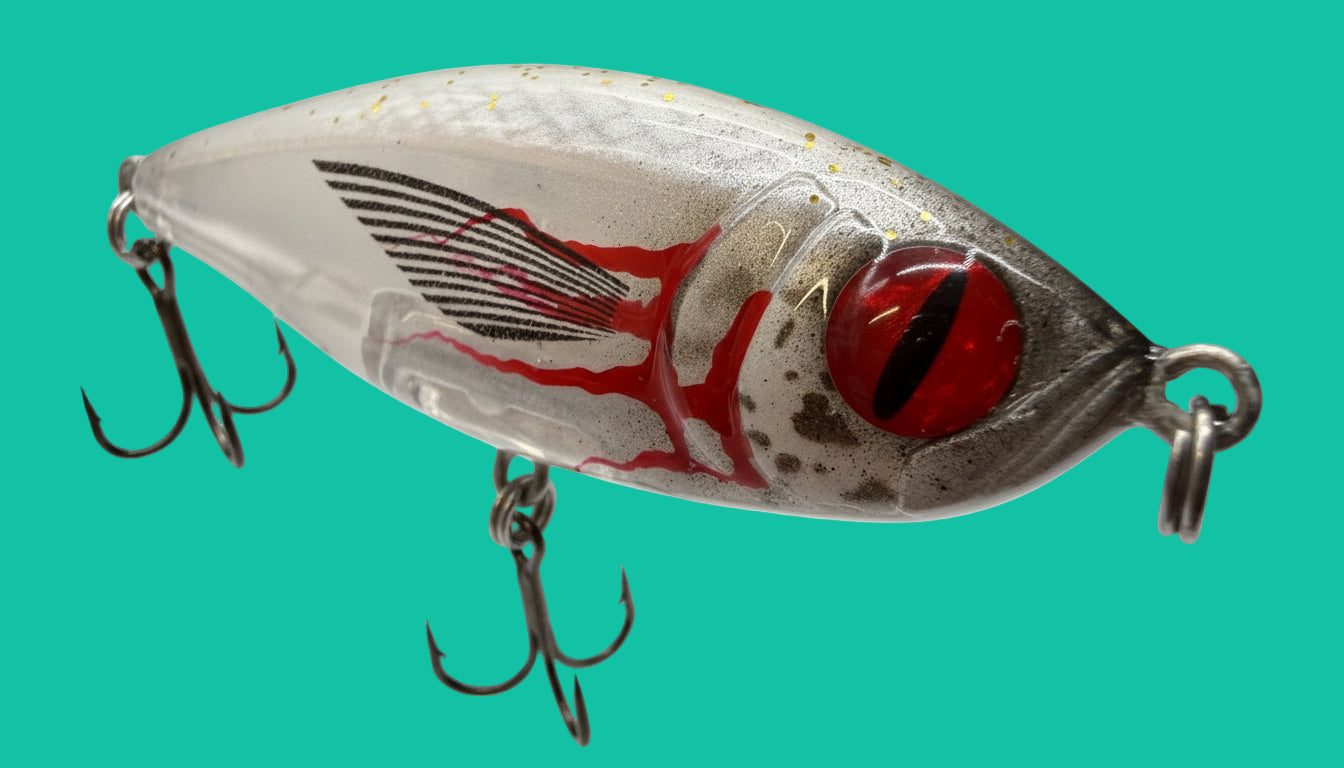 Translucent White and Blood 4 inch Twitch Bait – Skinny Water Lures LLC